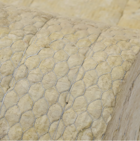 Mesh wired rock wool blanket